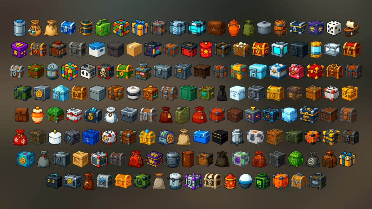 Lootbox Chest Icons Treasure Crates Mystery Boxes Rewards RPG Fantasy ...