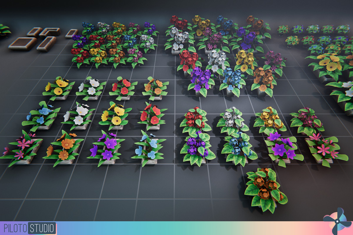 Stylized Vegetation Pack - Flowers, Bushes, Leaves, Vases