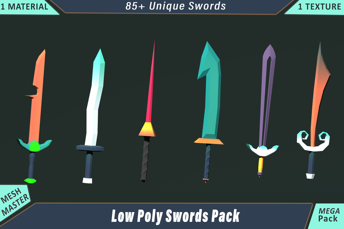 85+ Low Poly Swords Pack – Unique Stylized Swords