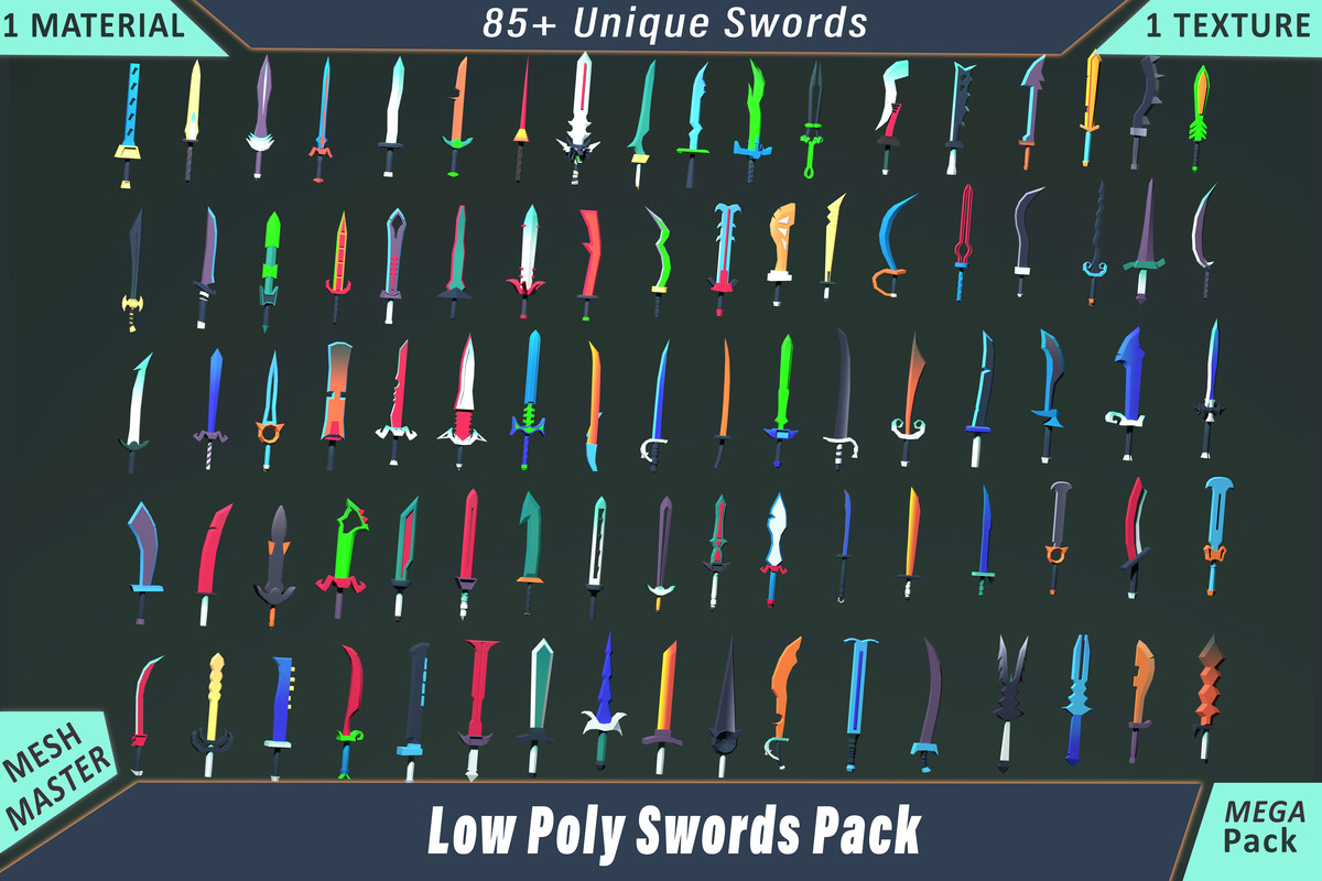 85+ Low Poly Swords Pack – Unique Stylized Swords