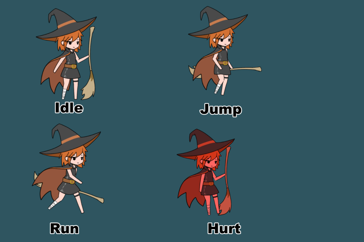Witch Girl - 2D Character - AssetsDeals.pro