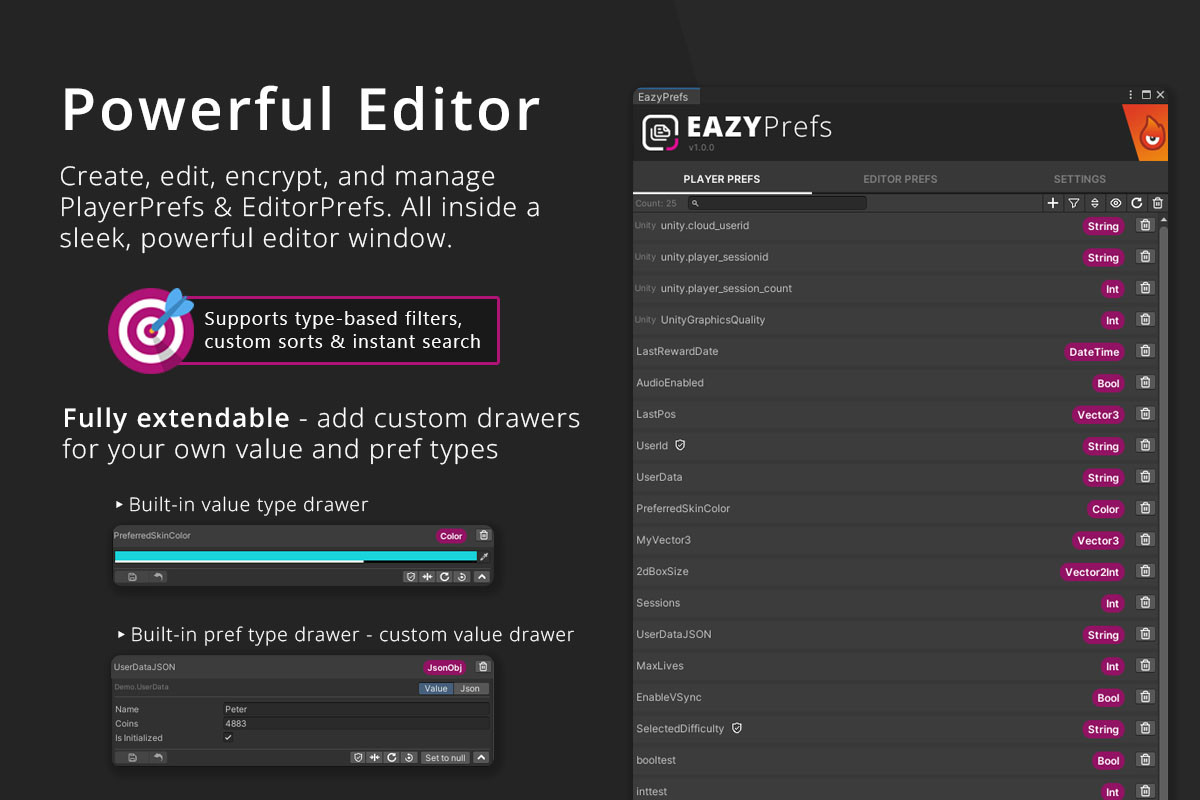EazyPrefs - Supercharged PlayerPrefs & EditorPrefs