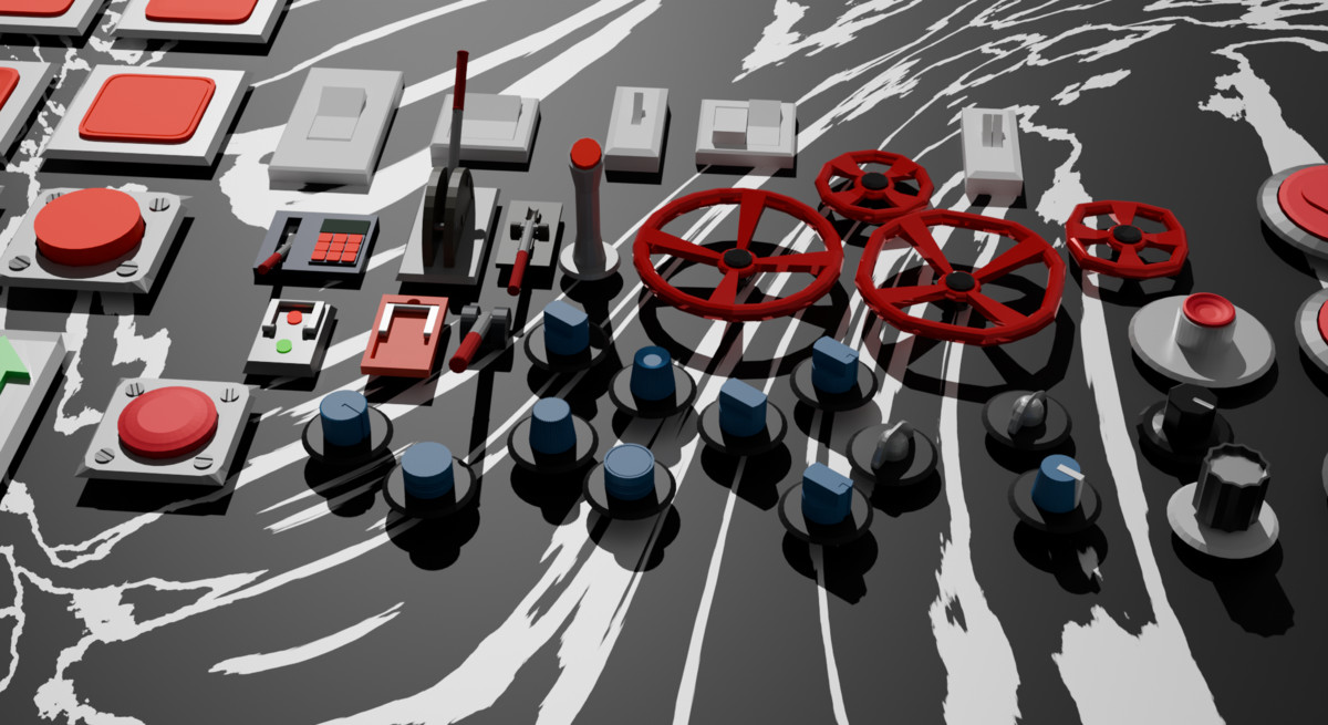 Buttons, Levers, Values, Regulators, Switches - Low Poly Pack + Scripts