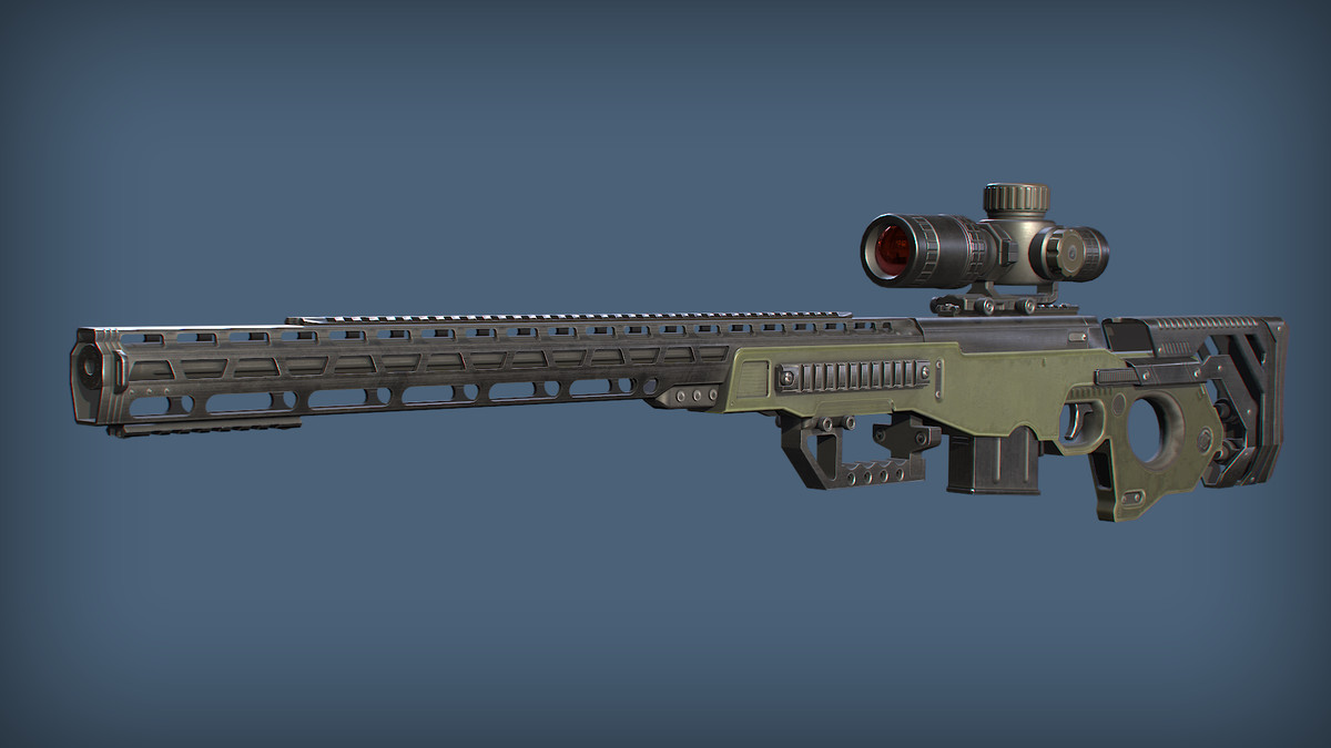 SR S96 Sniper Rifle With Hands