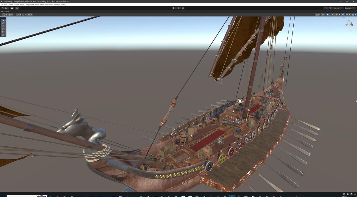Dromon Galleon Sail Ship - 3D Model