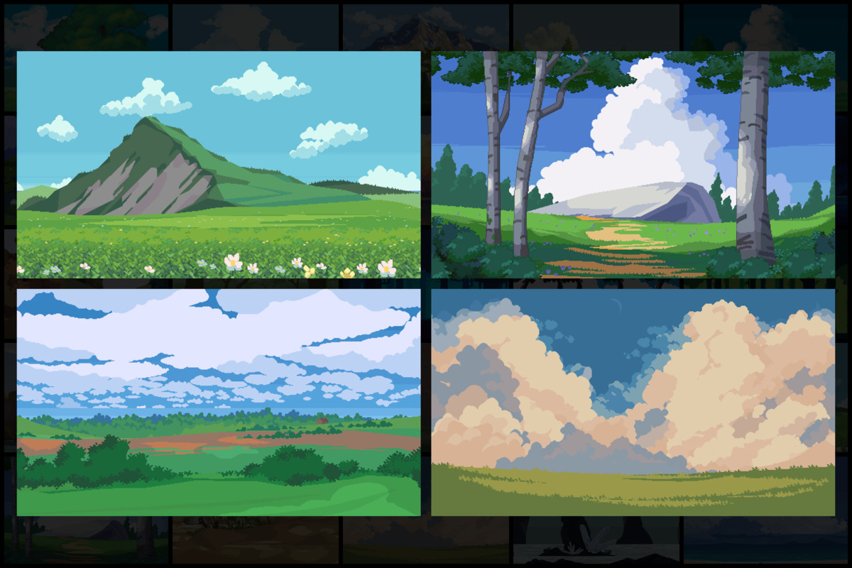 56 Nature Backgrounds Pixel Art
