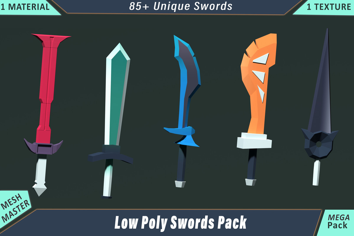 85+ Low Poly Swords Pack – Unique Stylized Swords
