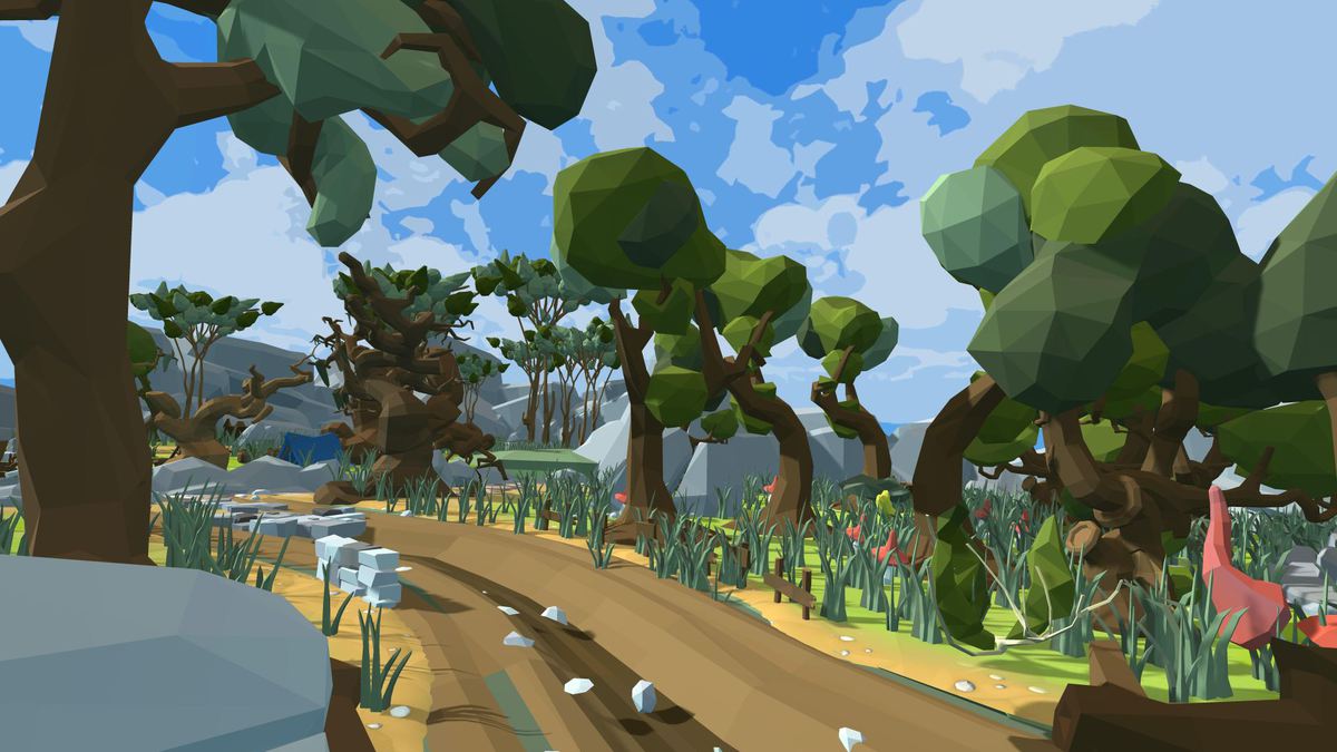 Emaceart Old Trees And Meadows Low Poly Stylized