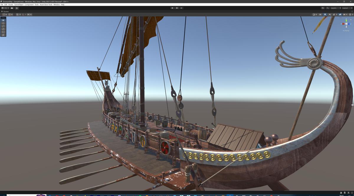 Dromon Galleon Sail Ship - 3D Model